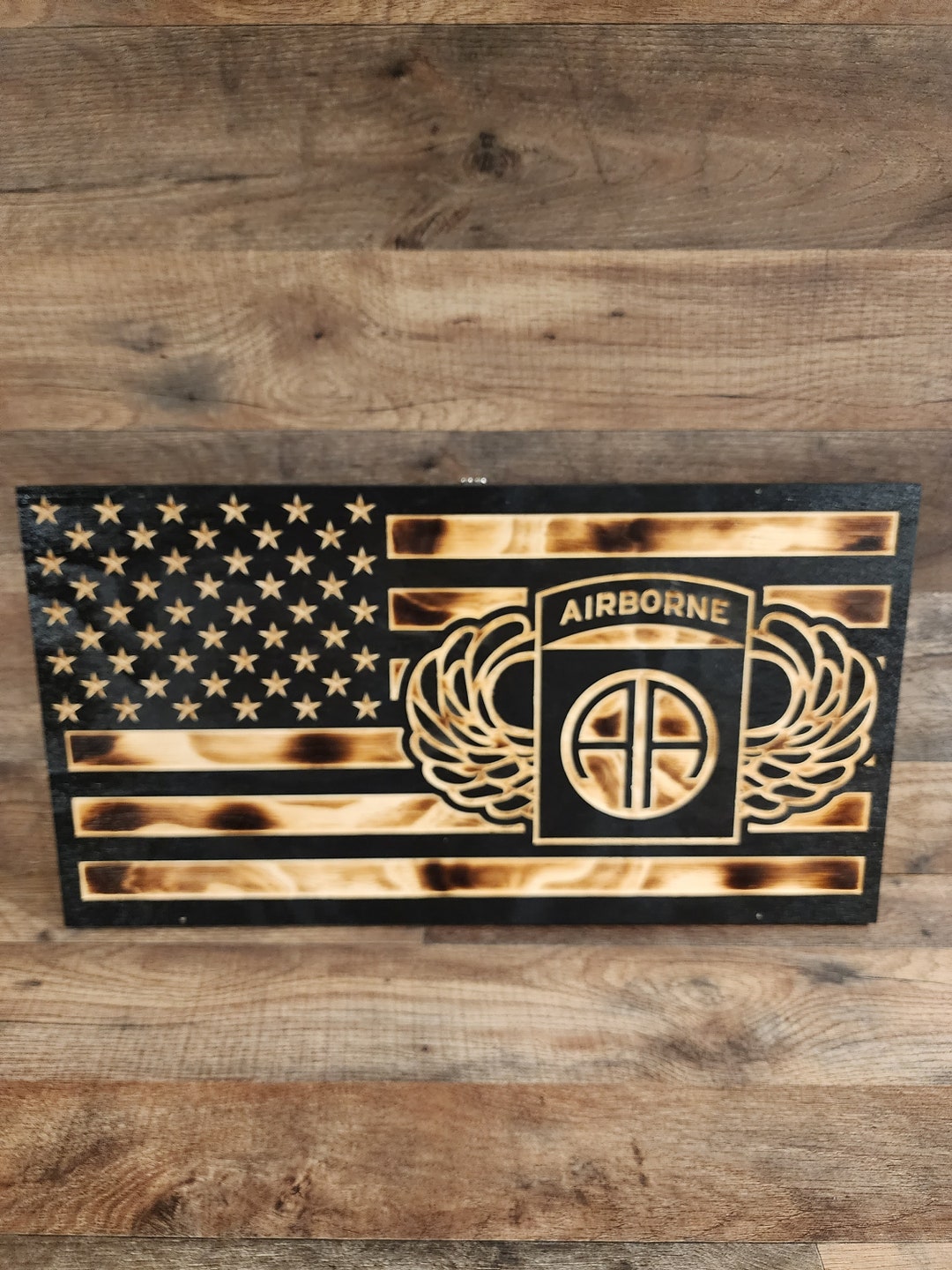 Military Wooden Flag, Handcrafted Sports Flag, Rustic Burnt Flag ...