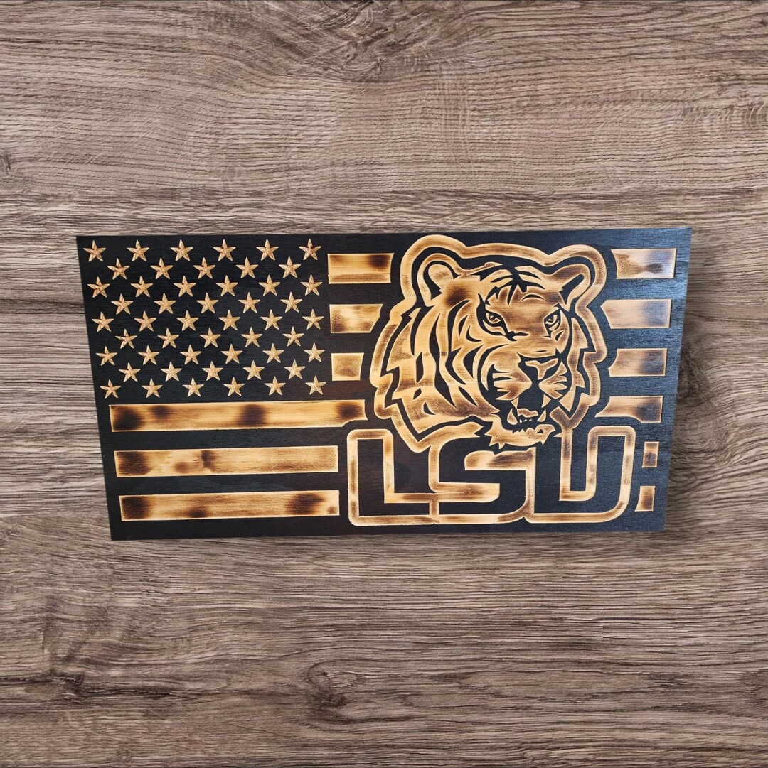 Handcrafted LSU Tigers Wooden American Flag: Veteran Made Fan Decor - Etsy