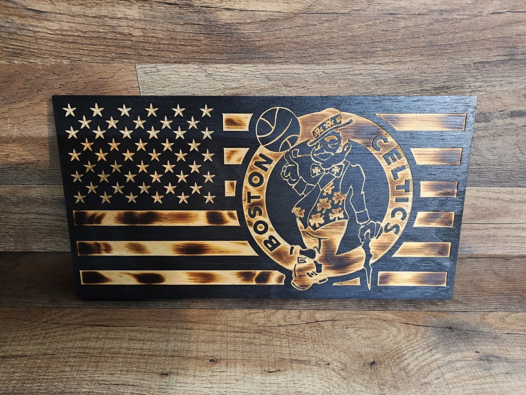 NBA Wooden Flag, Handcrafted Sports Flag, Rustic Burnt Flag, Subdued ...