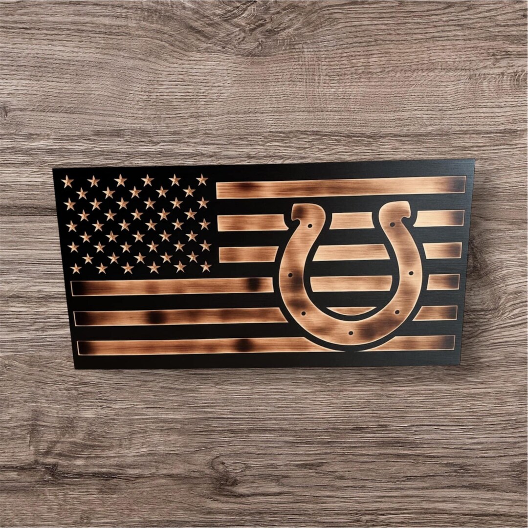 Handcrafted Colts American Flag: Custom Engraved Wooden Wall Art ...