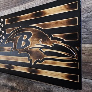 NFL Wooden Flag, Handcrafted Sports Flag, Rustic Burnt Flag, Subdued ...