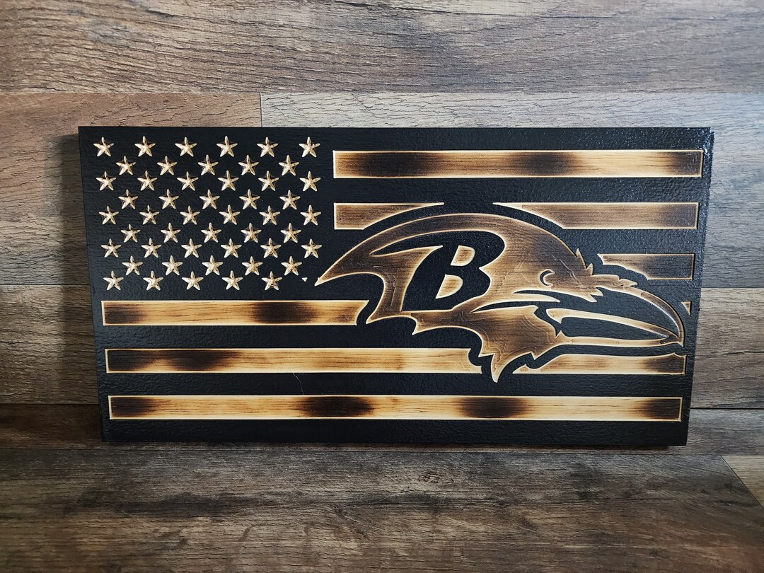 NFL Wooden Flag, Handcrafted Sports Flag, Rustic Burnt Flag, Subdued ...