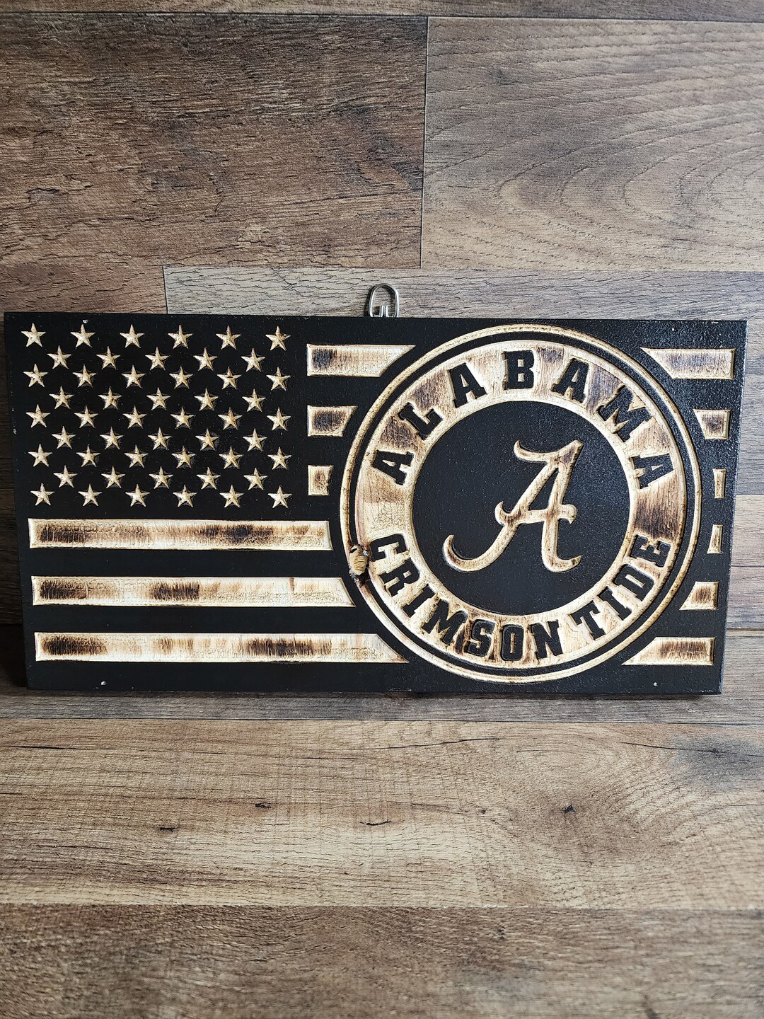 Handcrafted Wooden Alabama Flag: Engraved Football Gift, Veteran Made ...
