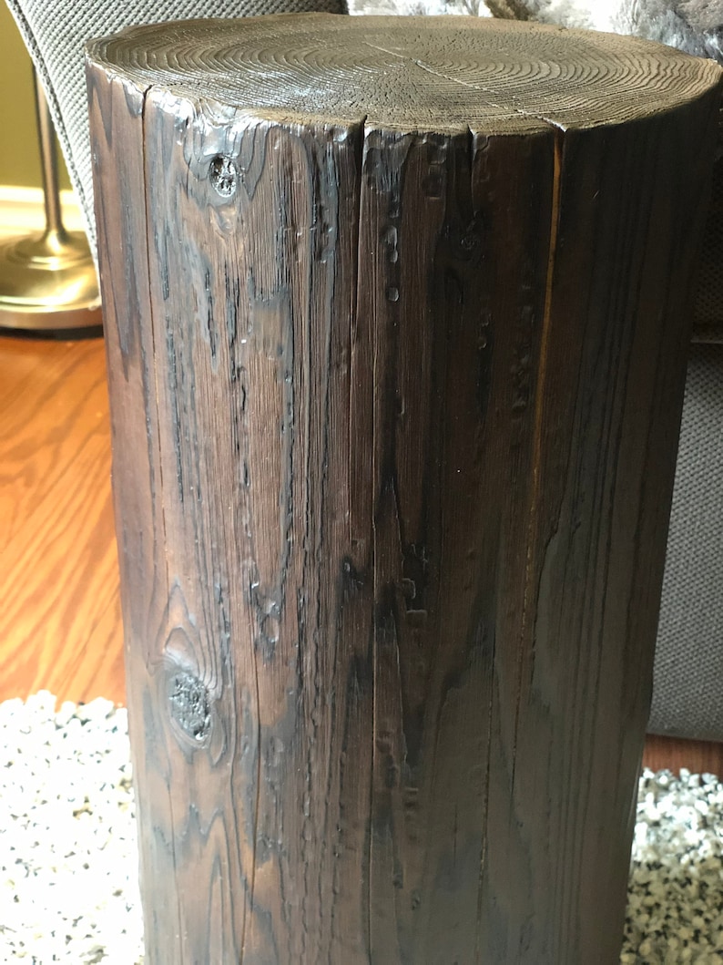 Charred Stump Stool End Table Cedar Shou Sugi Ban Yuki - Etsy