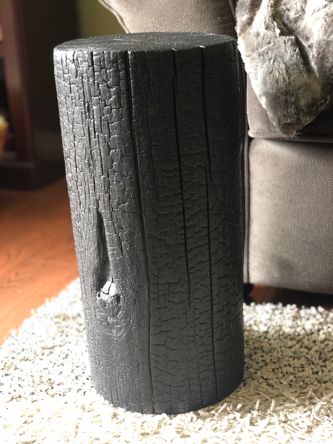 Stump End Table Charred Cedar Wood Shou Sugi Ban Yuki Sugi - Etsy