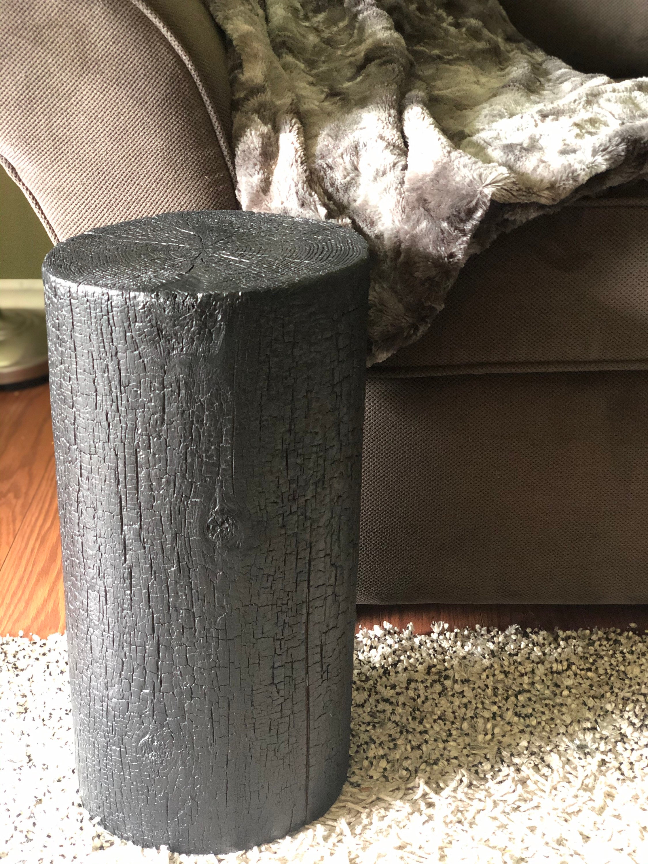 Stump End Table, Charred Cedar Wood, Shou Sugi Ban, Yuki Sugi - Etsy
