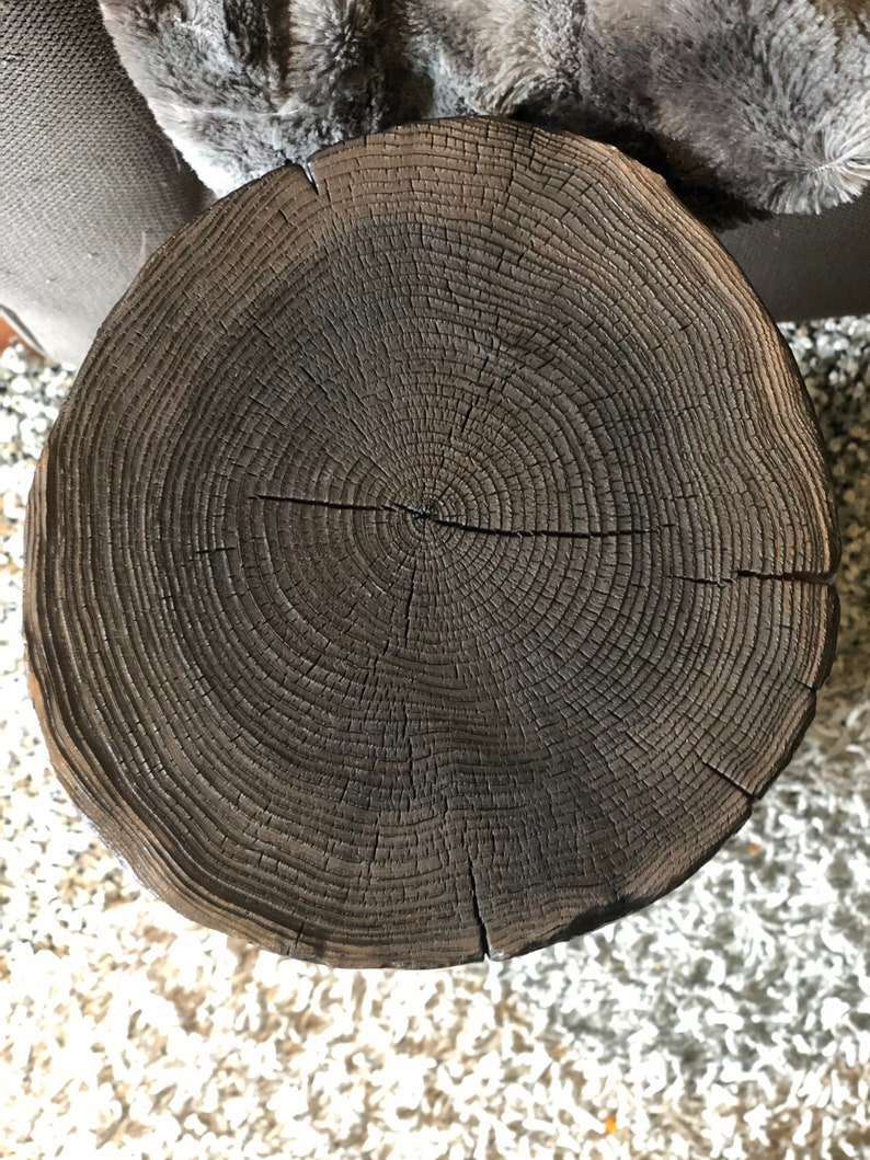 Charred Stump Stool End Table Cedar Shou Sugi Ban Yuki - Etsy