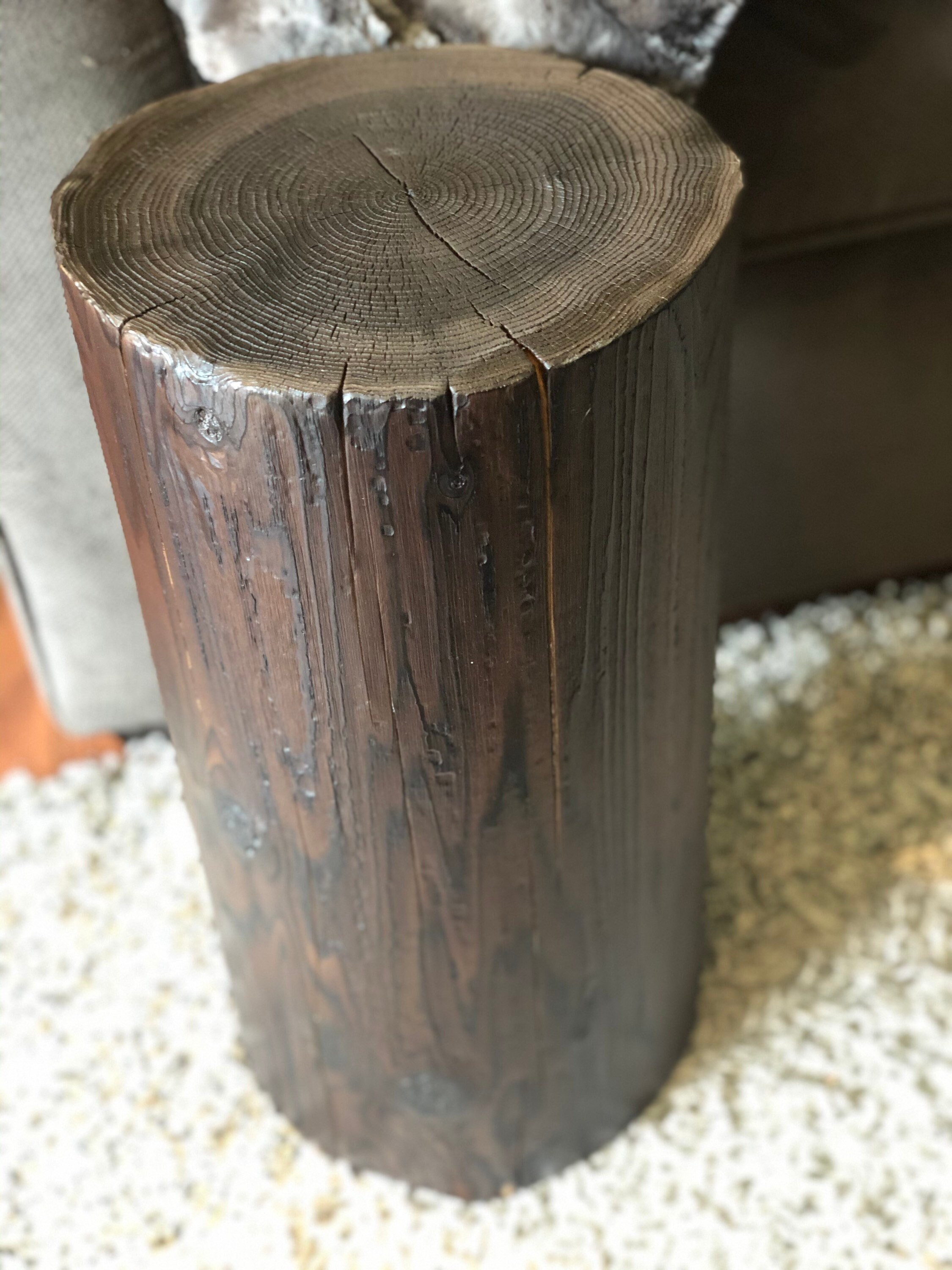 Charred Stump Stool, End Table, Cedar, Shou Sugi Ban, Yuki Sugi, Decor ...