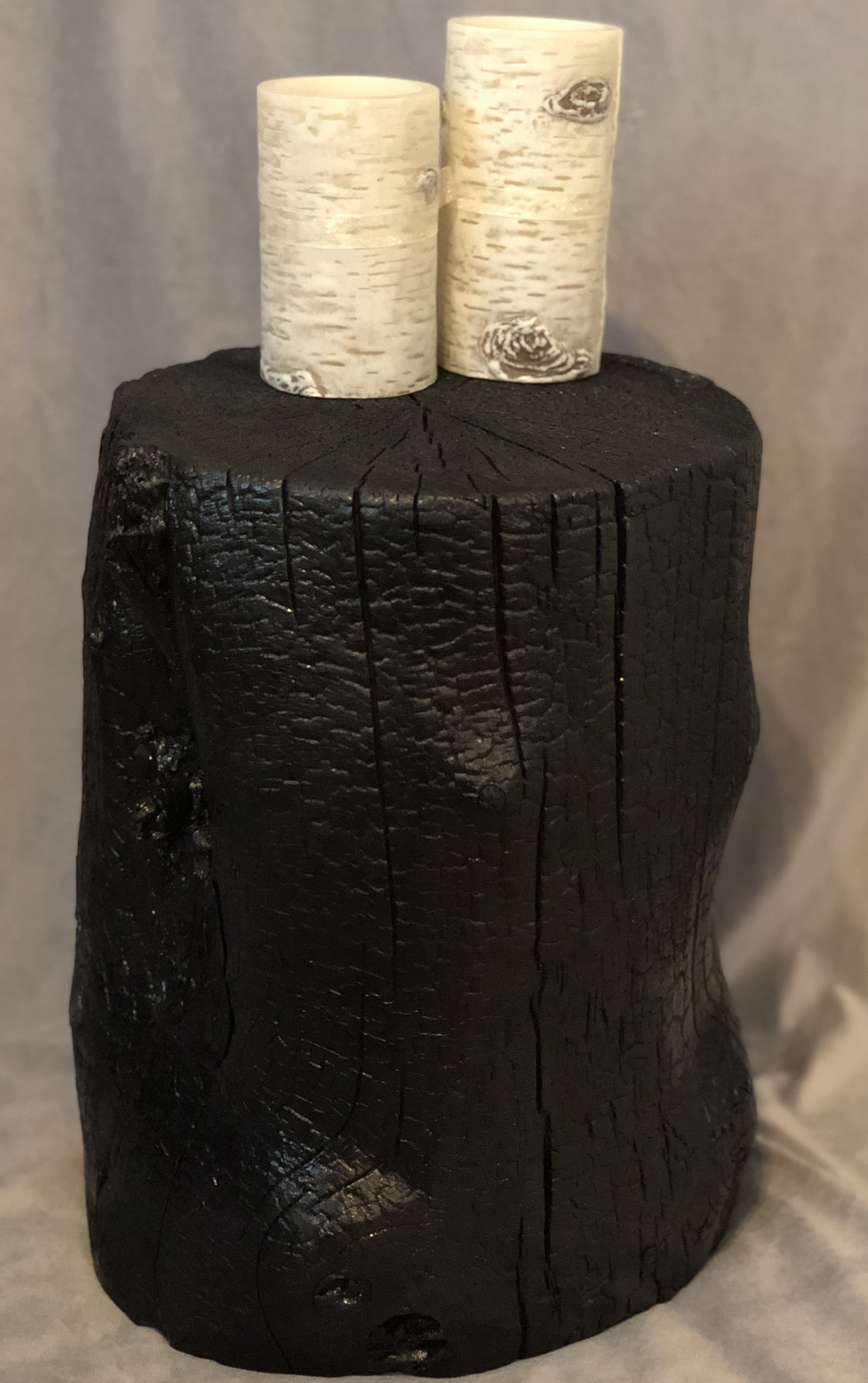 Wood,stool,end Table, Live Edge,shou Sugi Ban,stump,charred,burnt,stump ...