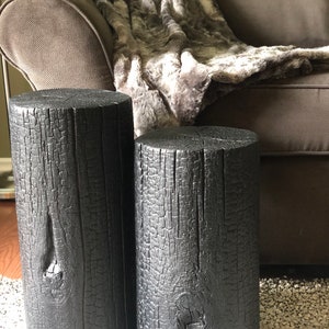 Stump End Table Charred Cedar Wood Shou Sugi Ban Yuki Sugi - Etsy