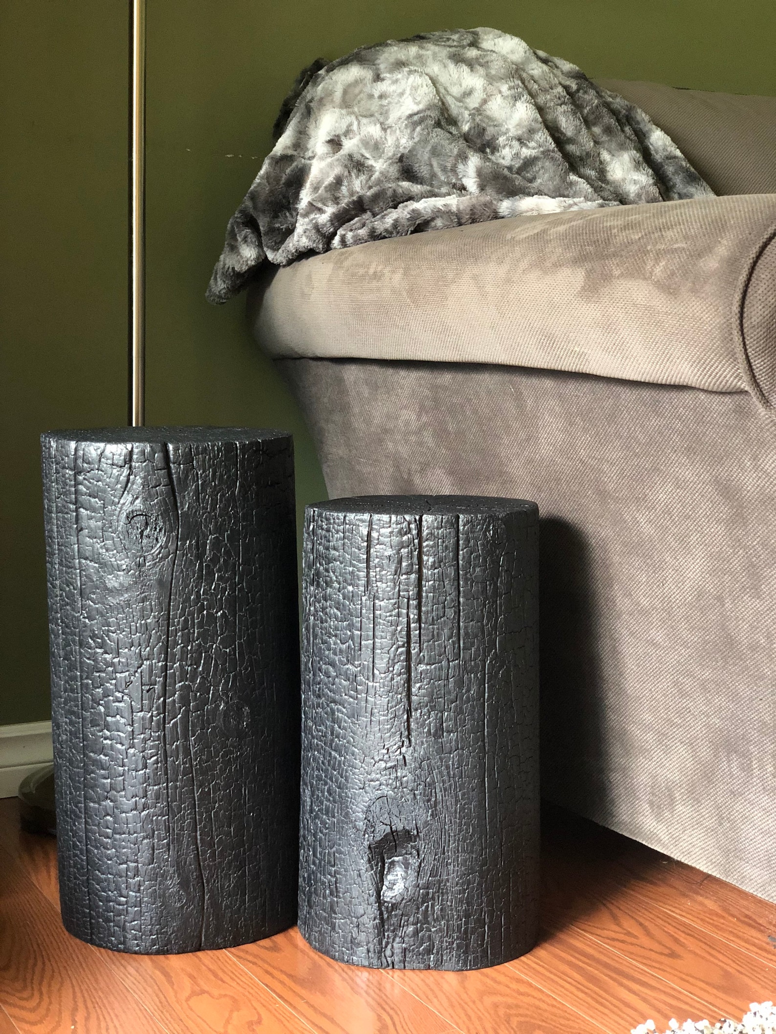 Stump End Table Charred Cedar Wood Shou Sugi Ban Yuki Sugi - Etsy