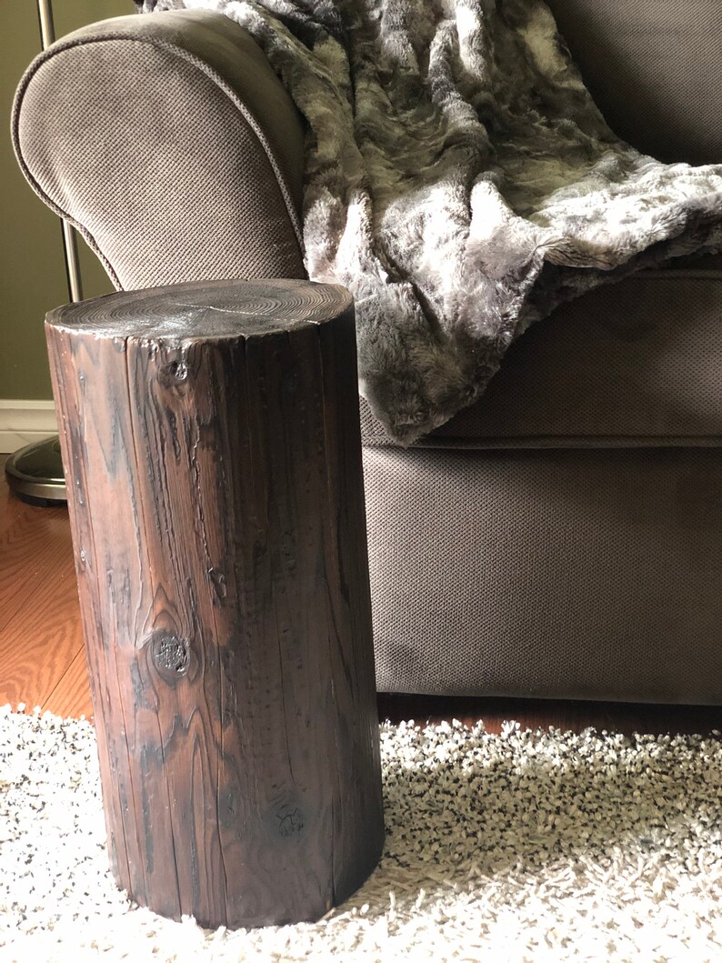 Charred Stump Stool End Table Cedar Shou Sugi Ban Yuki - Etsy