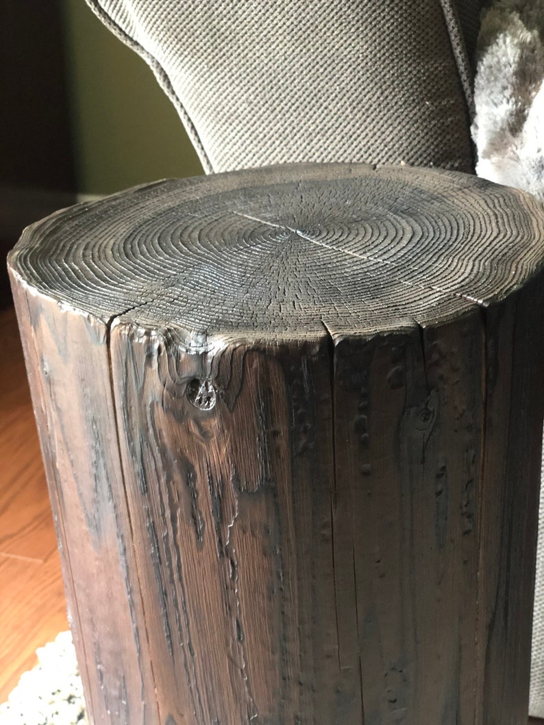 Charred Stump Stool End Table Cedar Shou Sugi Ban Yuki - Etsy