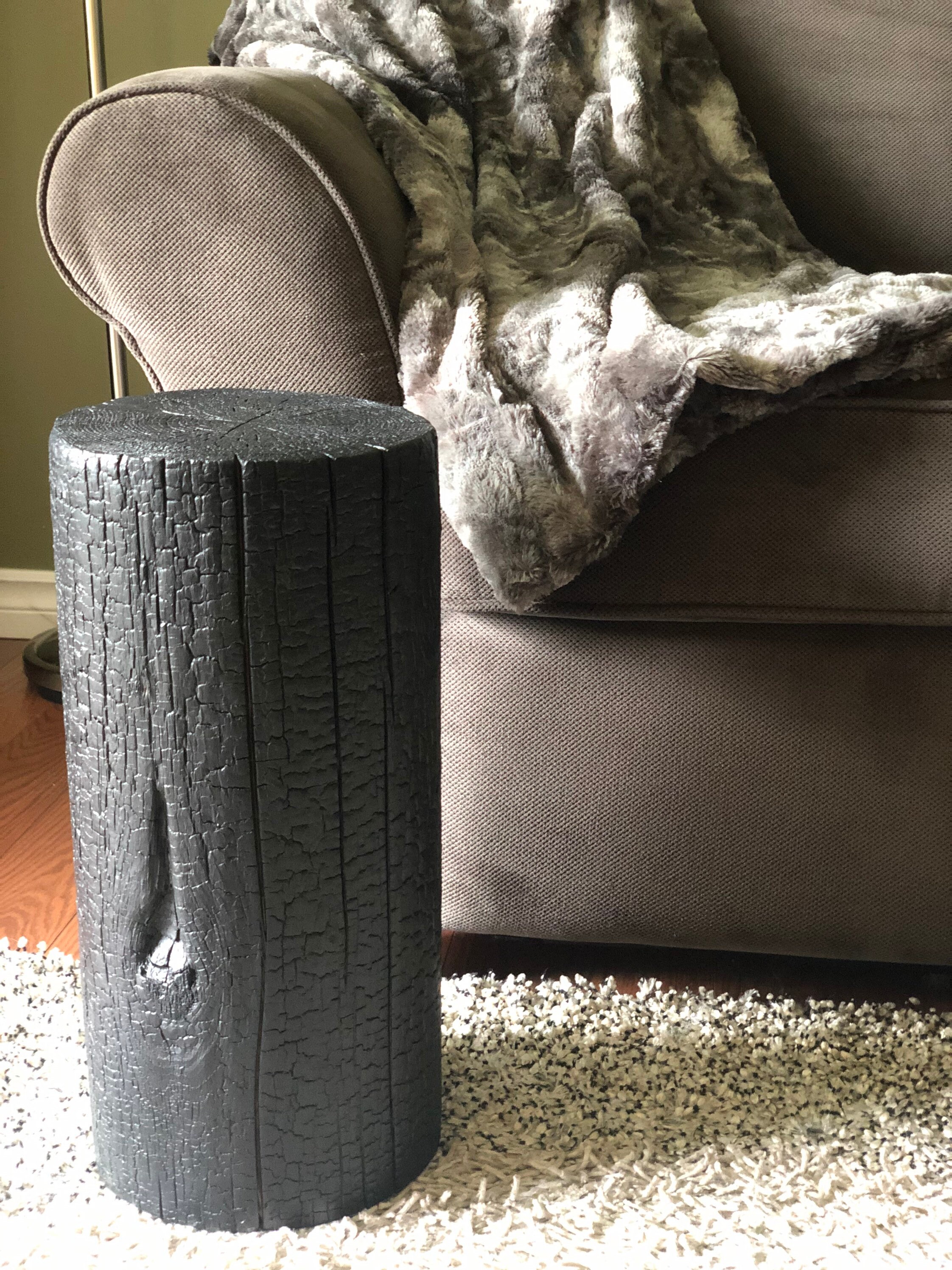 Stump End Table Charred Cedar Wood Shou Sugi Ban Yuki Sugi - Etsy