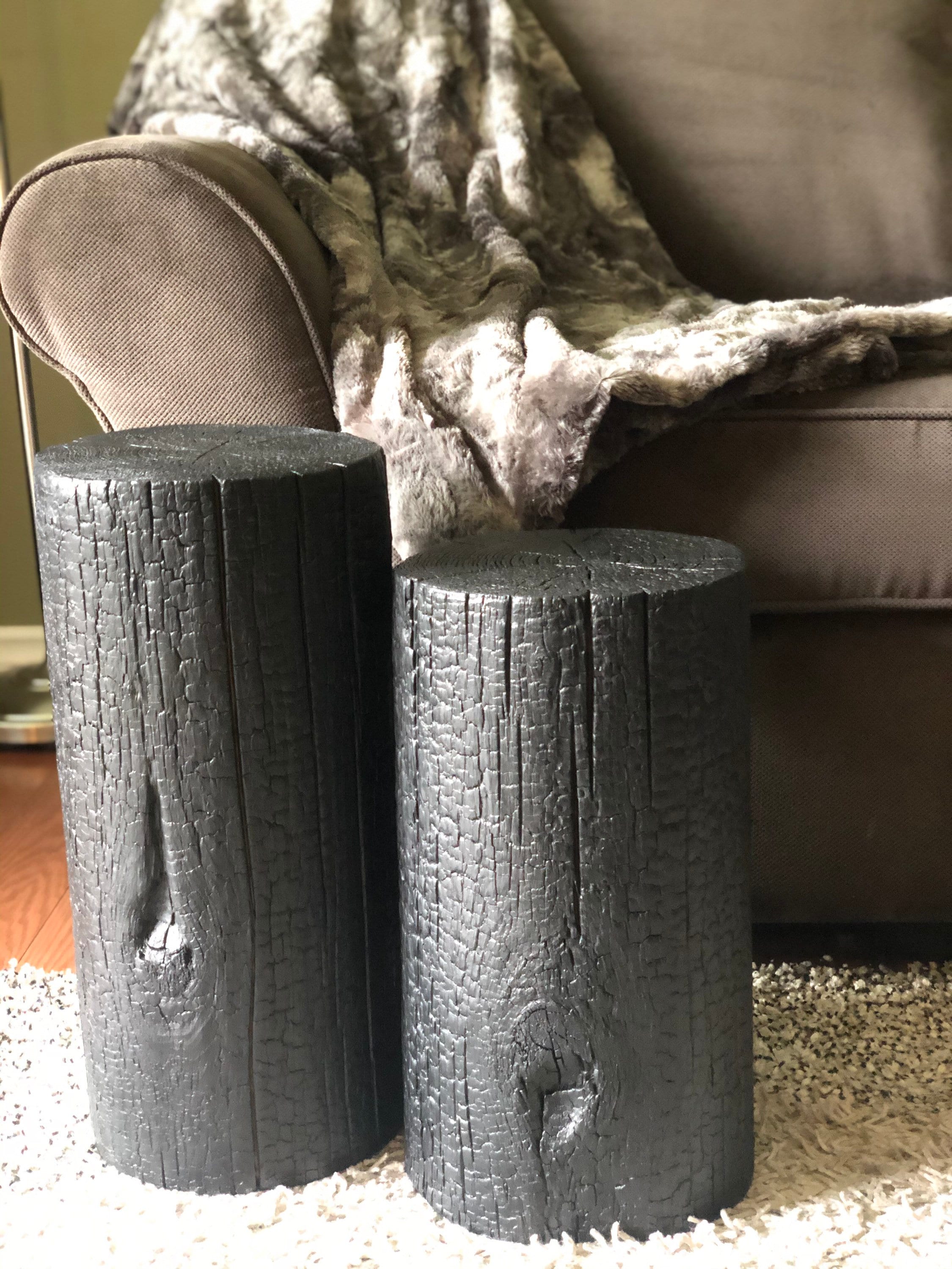 Stump End Table Charred Cedar Wood Shou Sugi Ban Yuki Sugi - Etsy