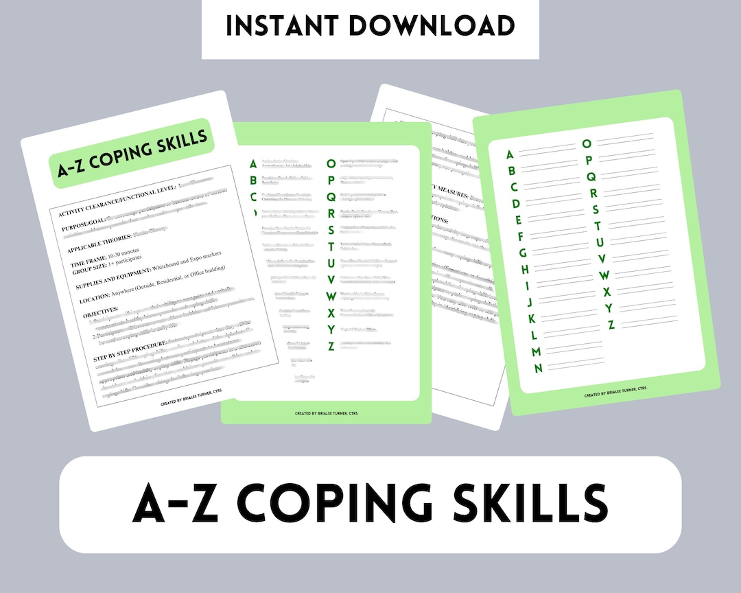 A-Z Coping Skills: Therapy Protocol & Worksheets for Groups and ...