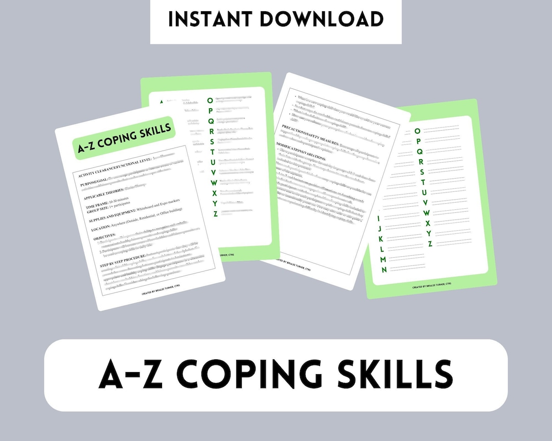 A-Z Coping Skills: Therapy Protocol & Worksheets for Groups - Etsy