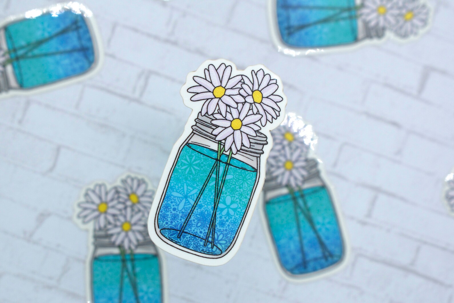 MINI Mason Jar Daisies WATERPROOF Vinyl Sticker Daisy Flower | Etsy