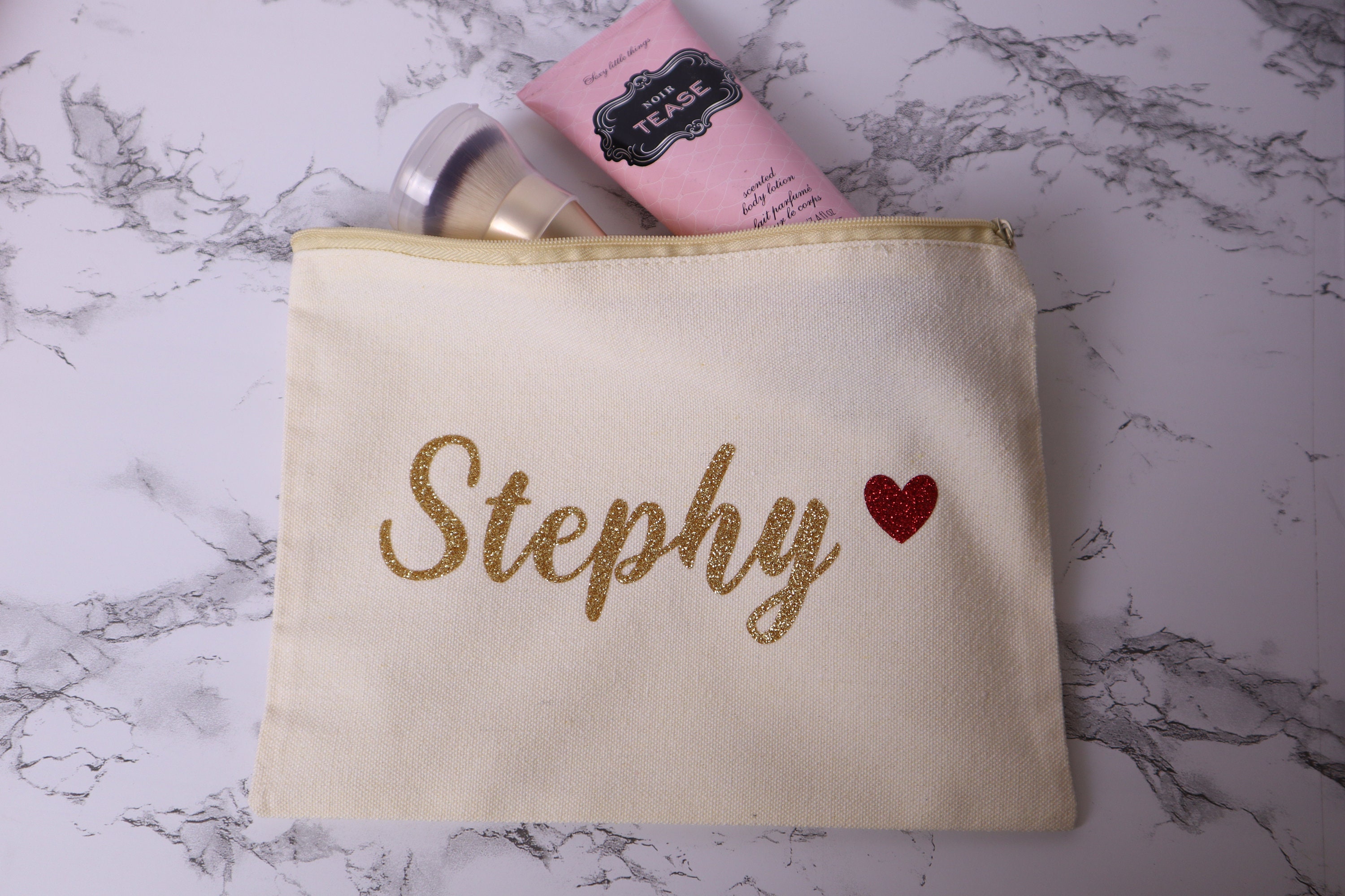Personalized Cosmetic Bag, Custom Canvas Makeup Bag, Bridesmaid Gift ...