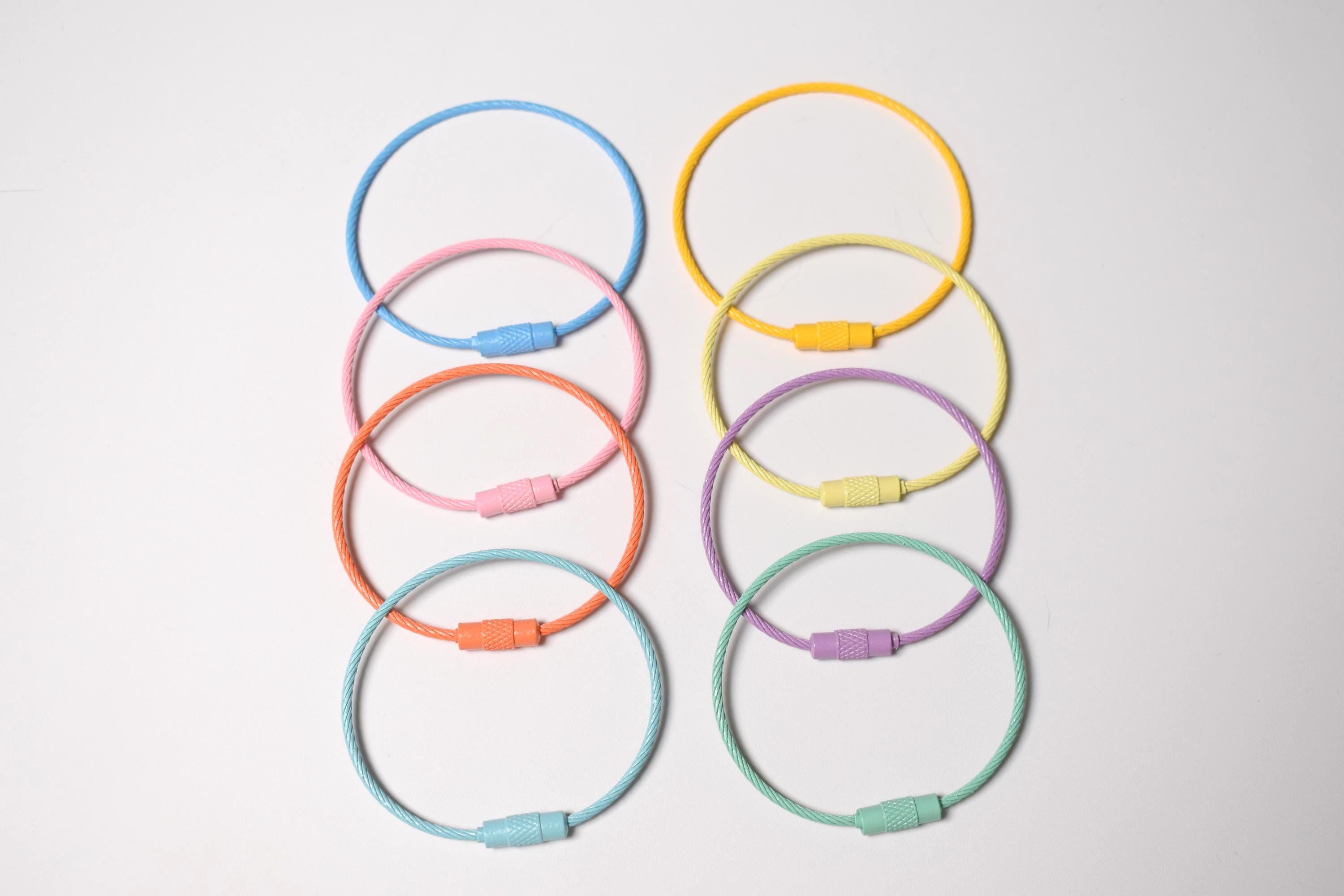 8 Pack Twist Lock Ring, Rainbow Floss Drop Ring, Cable Ring for ...