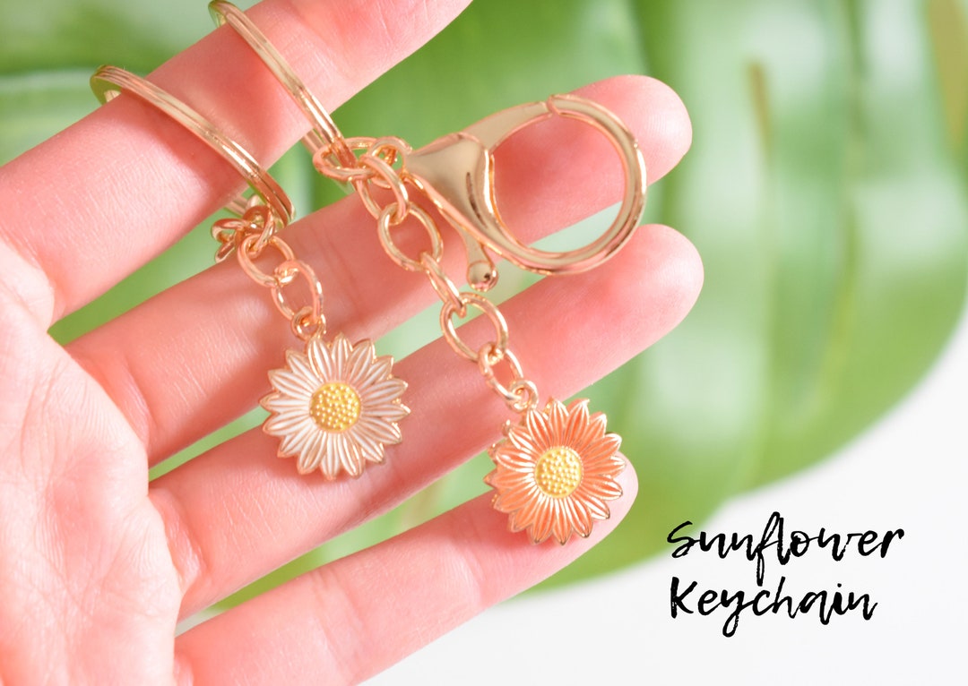 Daisy Keychain, Sunflower Keychain Clasp, Sunflower Enamel Keychain ...