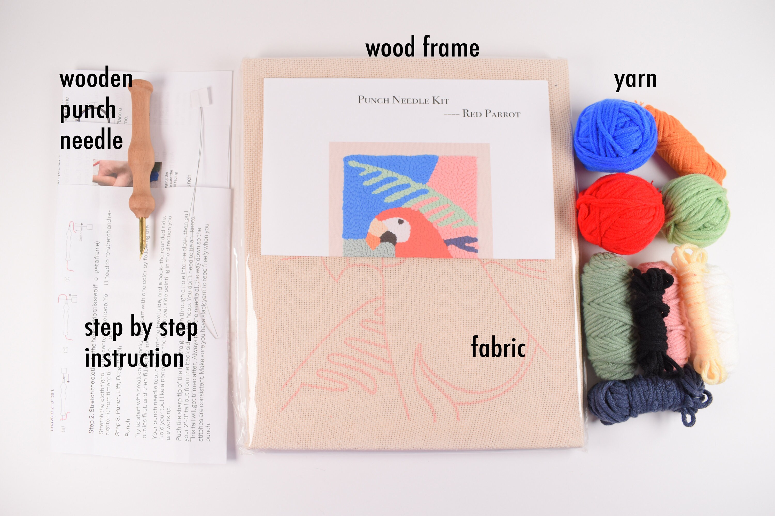 Beginner Punch Needle Kit Red Parrot Punch Needle DIY Gift - Etsy