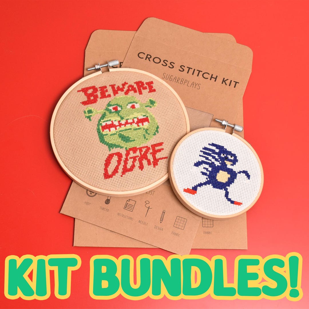 Shrek and Sanic Cross Stitch Bundle, Memes Cross Stitch Kits, Memes ...