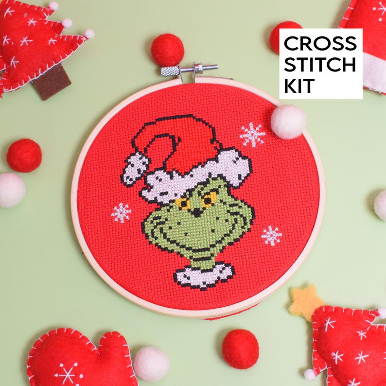 Grinch Cross Stitch Kits, Christmas Movie Cross Stitch, Holiday Craft ...