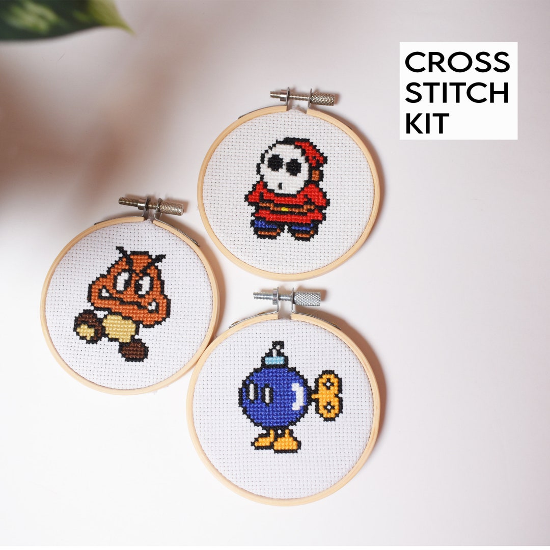 Super Mario Cross Stitch Kits3pack, Mini Cross Stitch Kit Set. 3inch ...