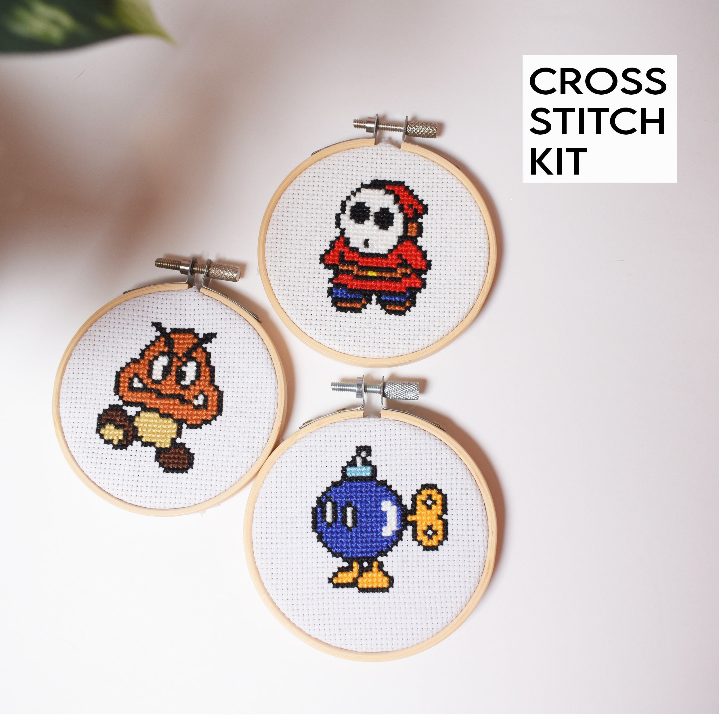 Super Mario Cross Stitch Kits(3pack), Mini Cross Stitch Kit Set. 3inch ...