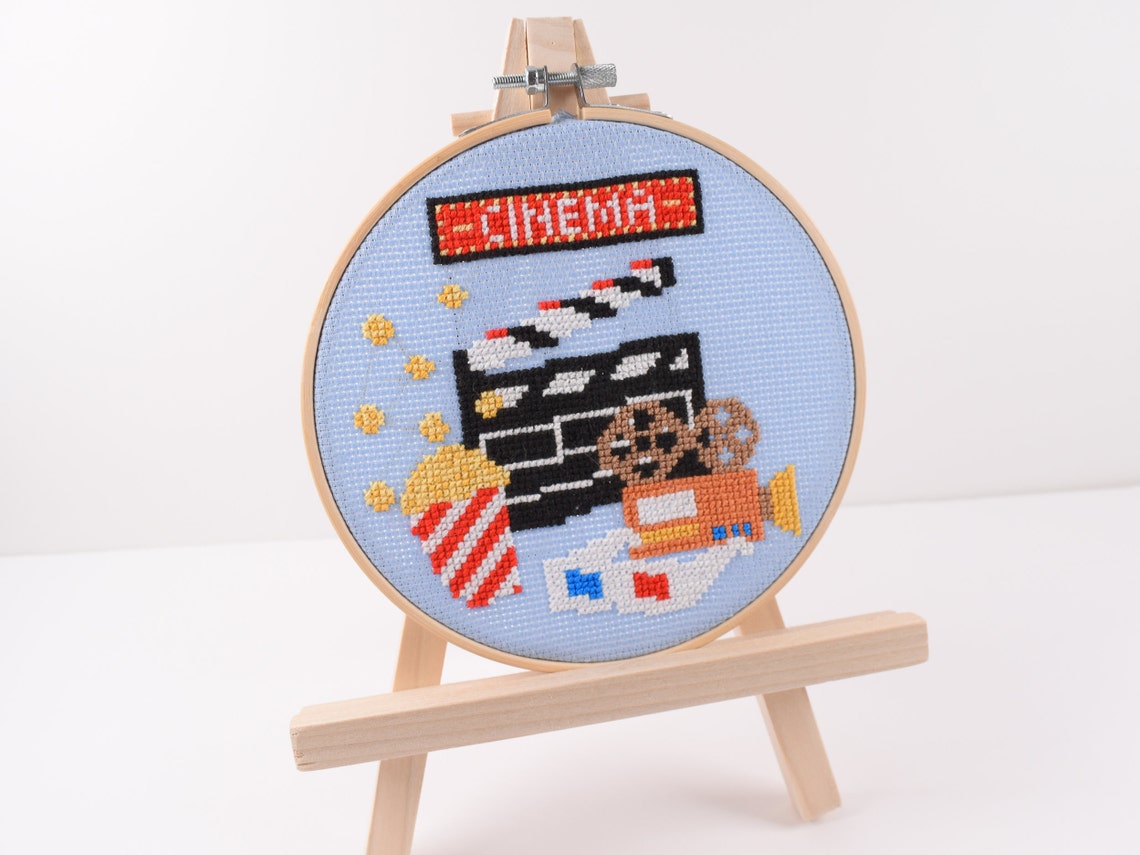 Movie Cross Stitch Kit for beginners 6inch hoop included | Etsy