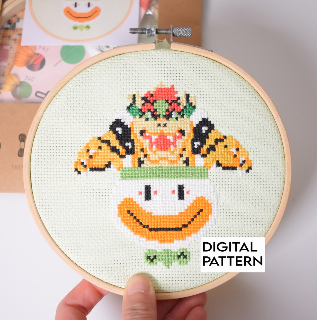 Bowser Cross Stitch Pattern, DIY Embroidery Pattern, Digital Pattern ...