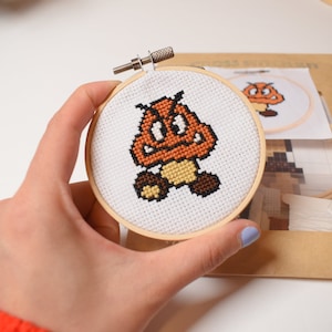 Super Mario Cross Stitch Kit, Goomba Kit, 3inch Mini Cross Stitch Kit ...