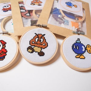 Super Mario Cross Stitch Kits(3pack), Mini Cross Stitch Kit Set. 3inch ...