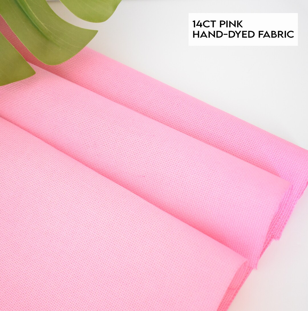 14 Count Pink Aida Cloth, Hand Dyed Cross Stitch Fabric, 14CT Pink Embroidery Fabric, Flamingo ...