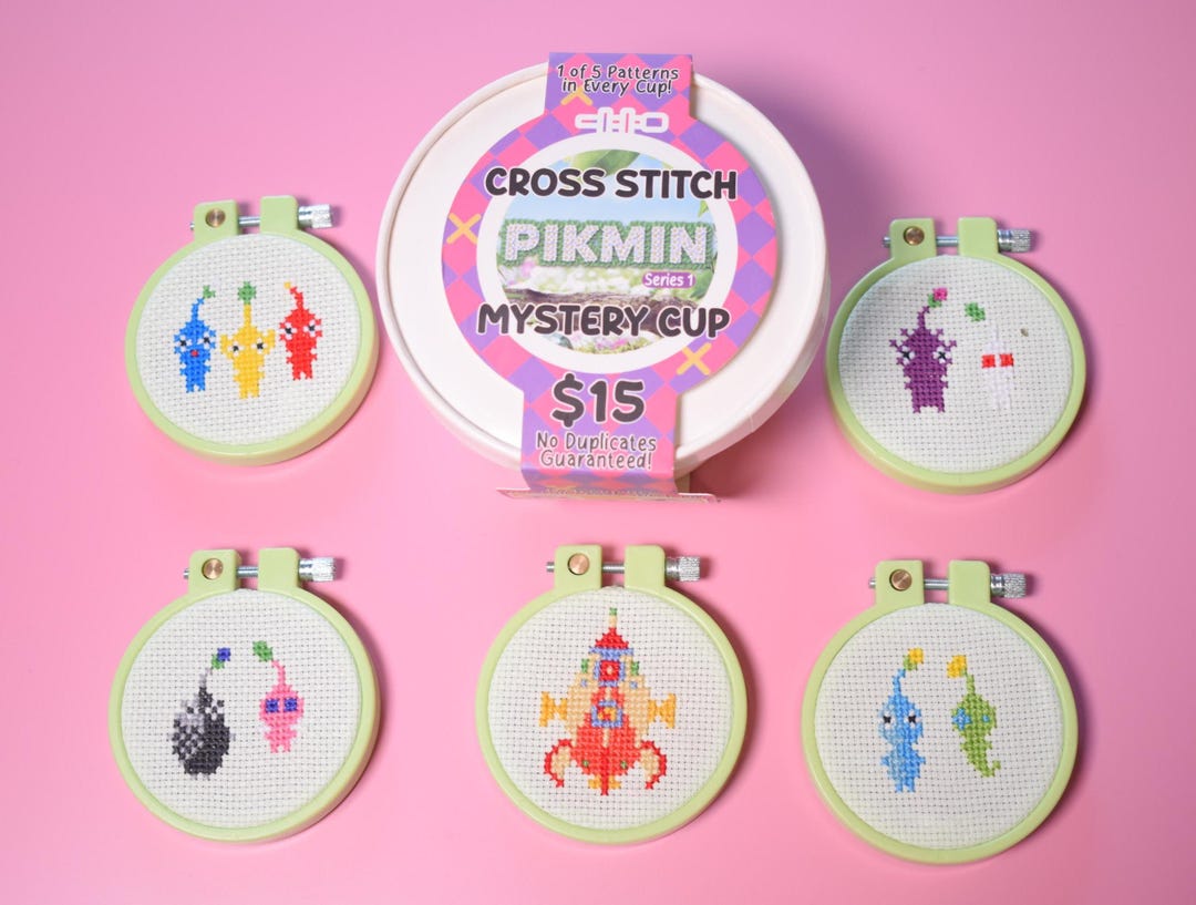 Pikmin Cross Stitch Cup, Mystery Blind Box With DIY Mini Cross Stitch ...