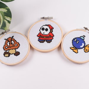 Super Mario Cross Stitch Kits(3pack), Mini Cross Stitch Kit Set. 3inch ...