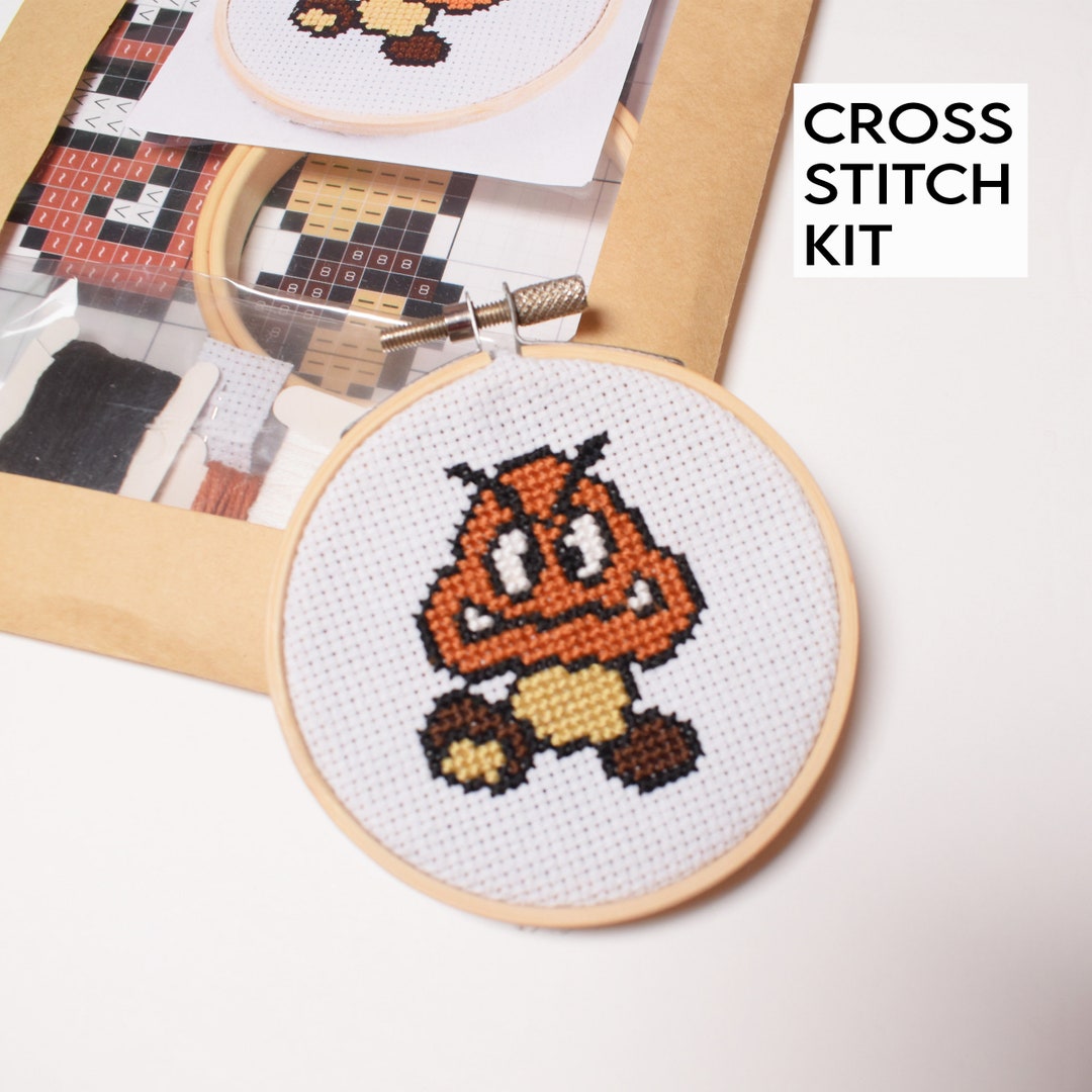 Super Mario Cross Stitch Kit, Goomba Kit, 3inch Mini Cross Stitch Kit ...