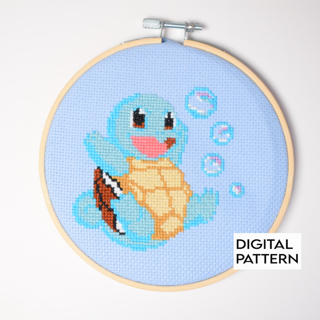 Pokemon Cross Stitch Pattern Download, Squirtle Embrodiery Pattern ...
