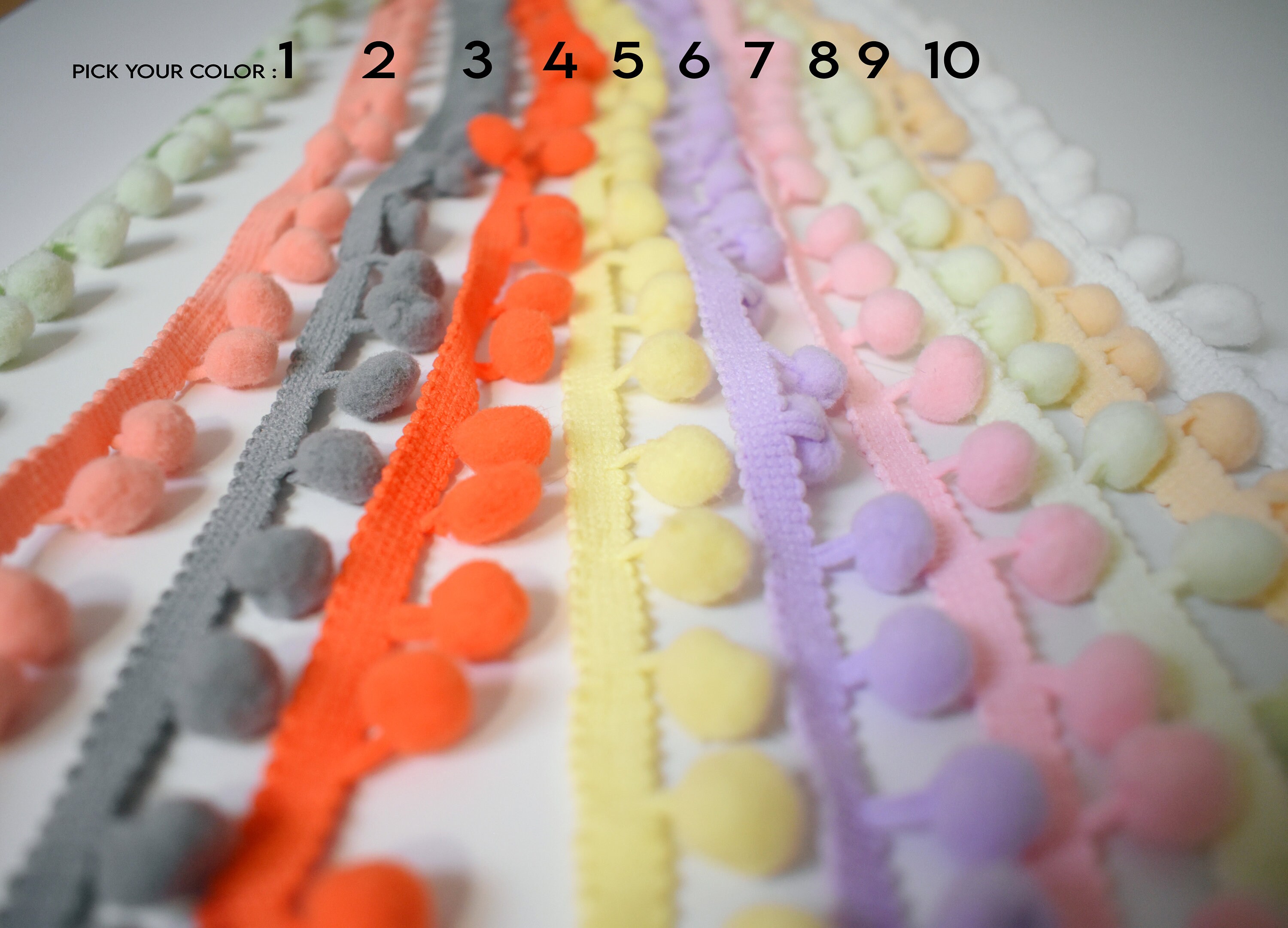 Mini Pom Pom Trim by the Yard, Small Puff Ball Trims, Apparel Sewing ...