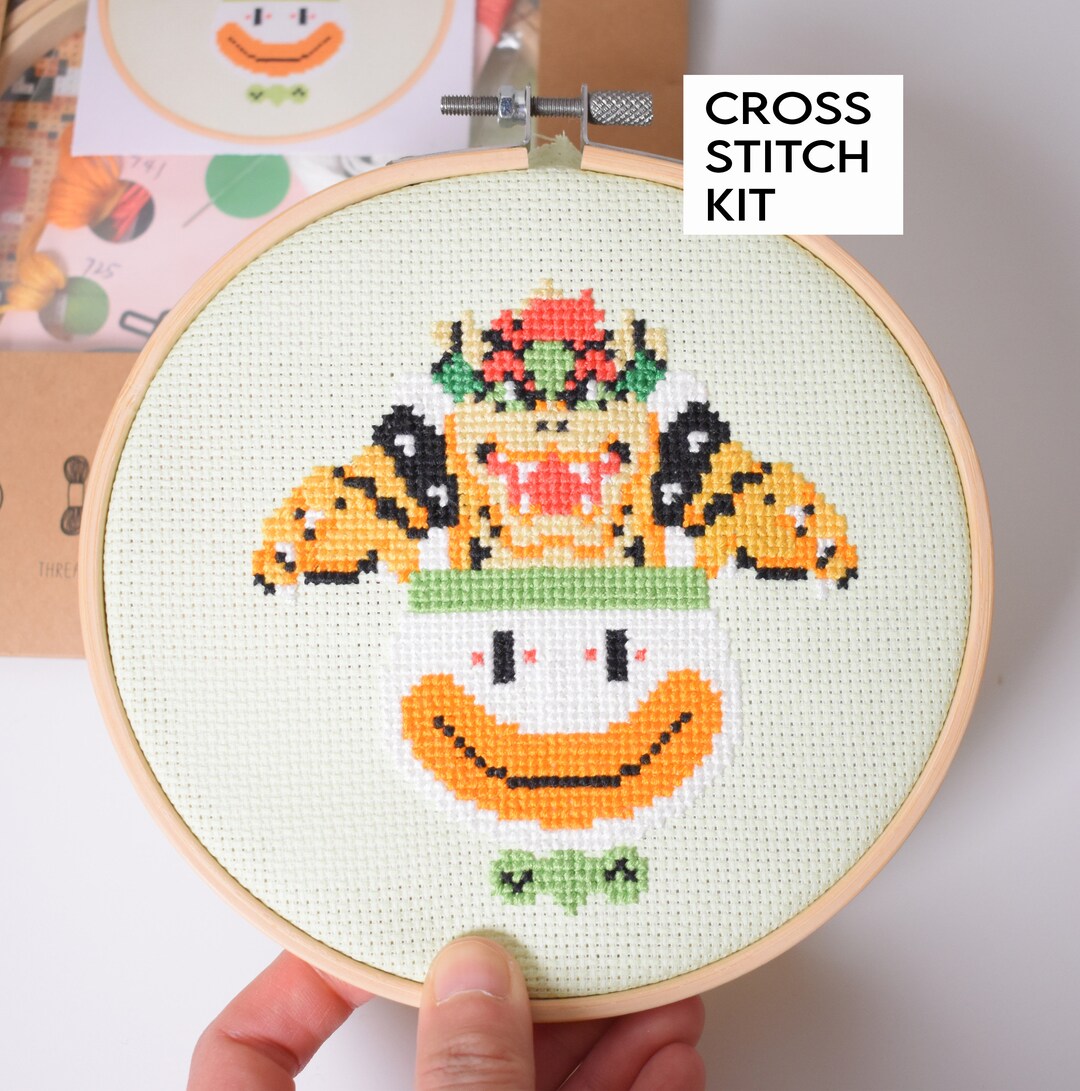 Bowser Cross Stitch Kit, Beginner Friendly DIY Craft Kit, Bowser With ...