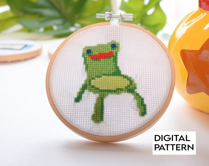 Froggy Chair Cross Stitch PDF Digital Download Animal - Etsy