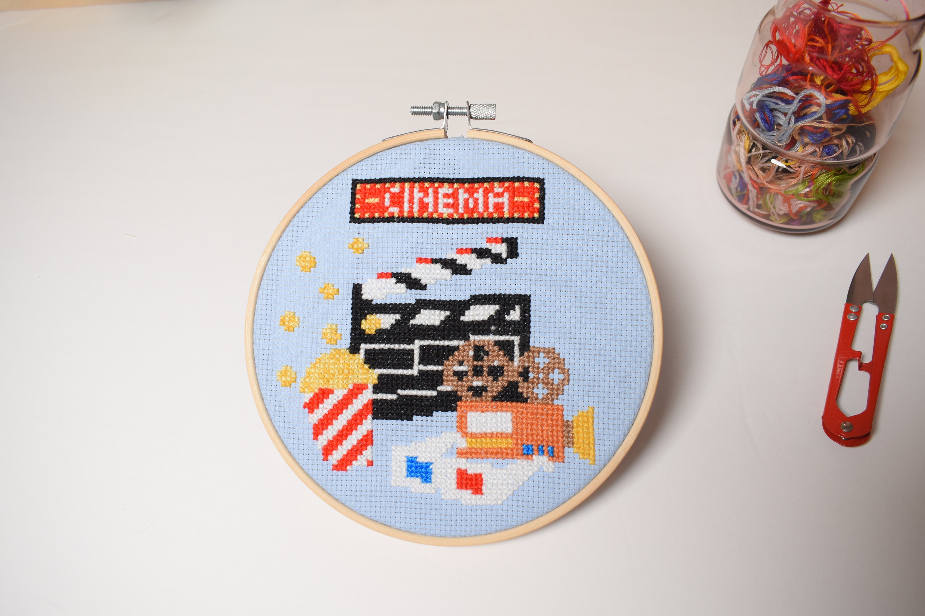 Movie Cross Stitch Kit for Beginners, Cinema Movie Embroidery Kit, DIY ...