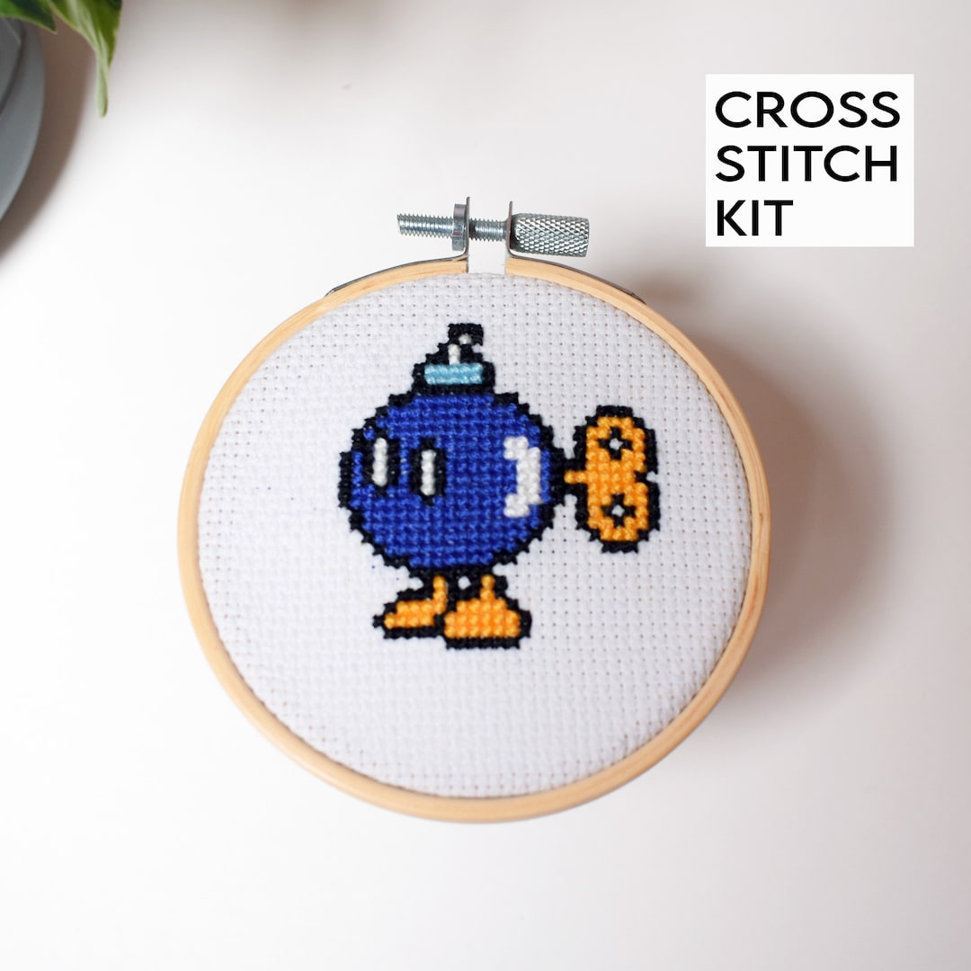 Bob-omb Mini Cross Stitch Kit, 3inch Super Mario DIY Craft Kit, Bob-omb ...