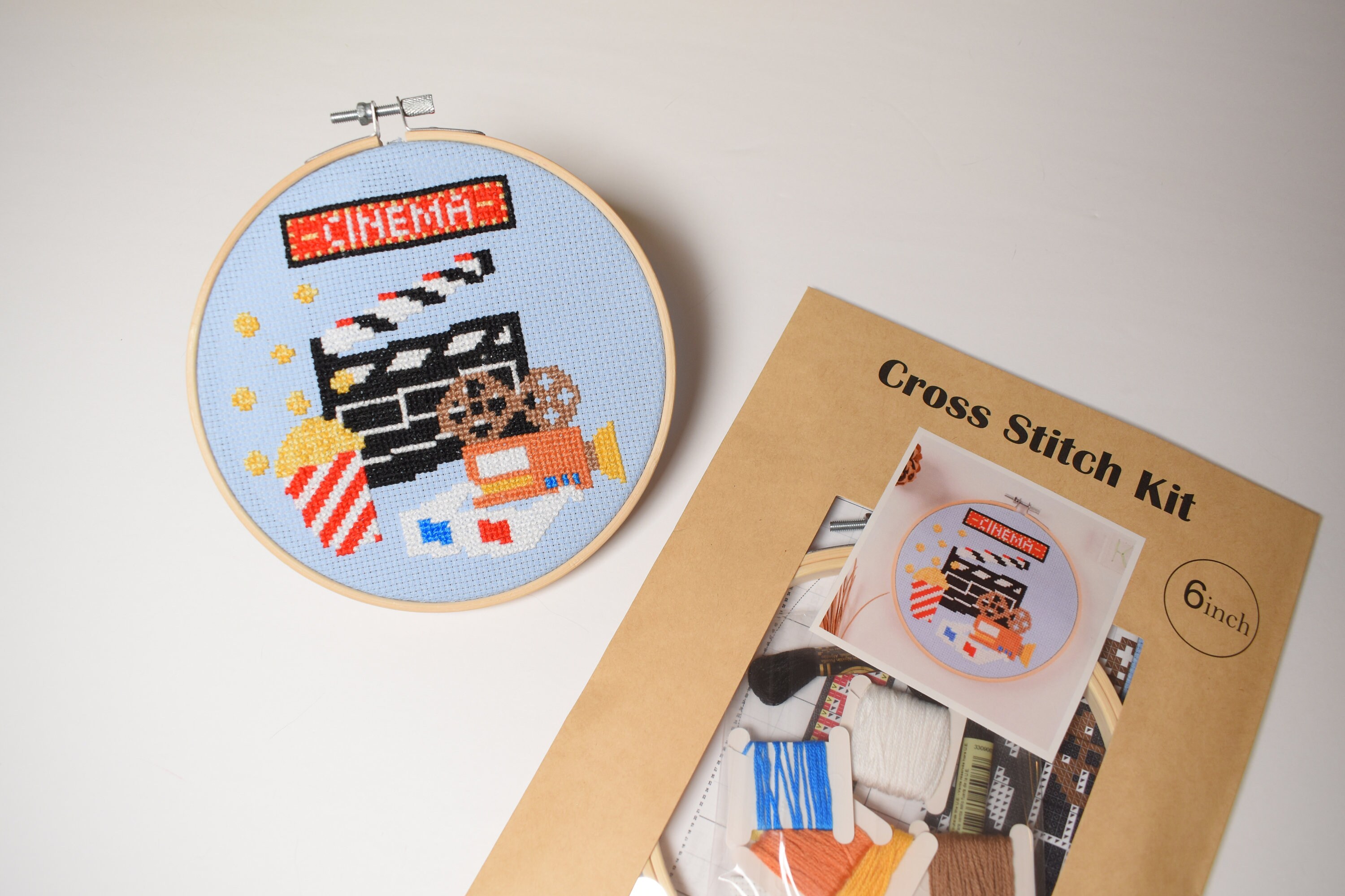 Movie Cross Stitch Kit for Beginners, Cinema Movie Embroidery Kit, DIY ...