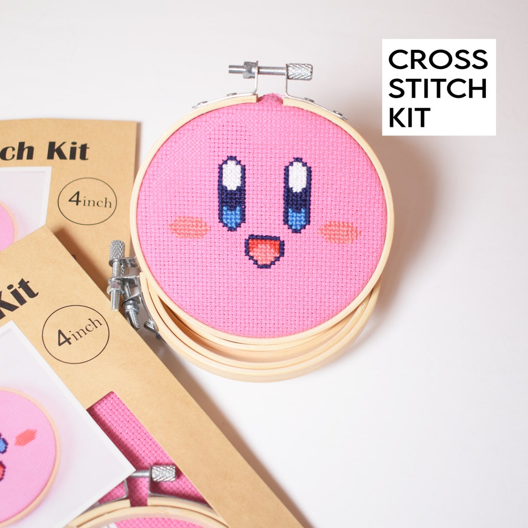 Kirby Cross Stitch Kit, Kirby Beginner Embroidery Kit, Kirby Gifts ...