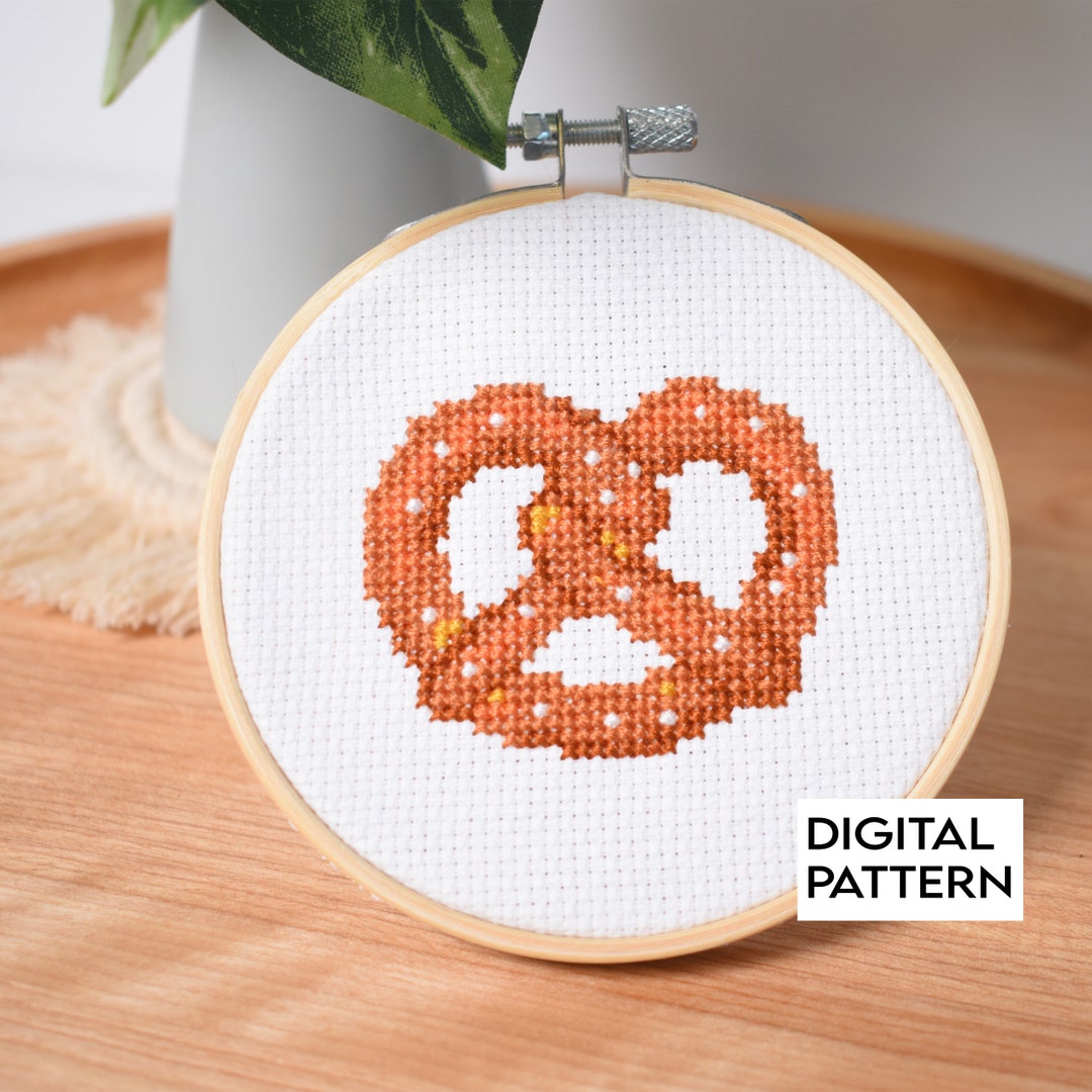 Pretzel Cross Stitch Pattern, Cozy Food Cross Stitch Pattern, Mini ...