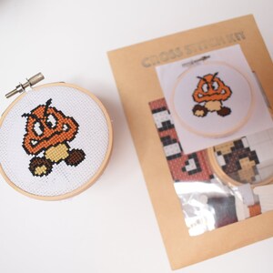 Super Mario Cross Stitch Kit, Goomba Kit, 3inch Mini Cross Stitch Kit ...