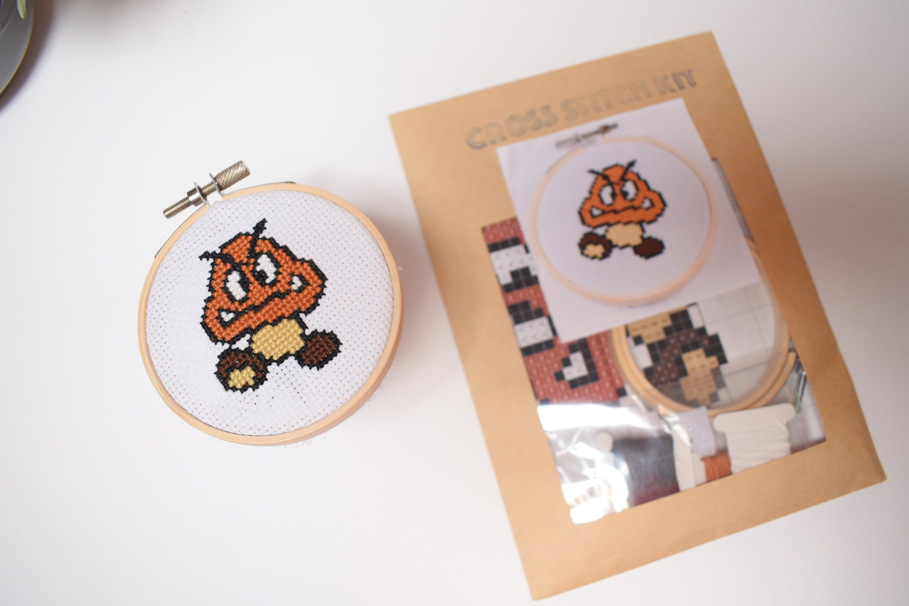 Super Mario Cross Stitch Kit, Goomba Kit, 3inch Mini Cross Stitch Kit ...