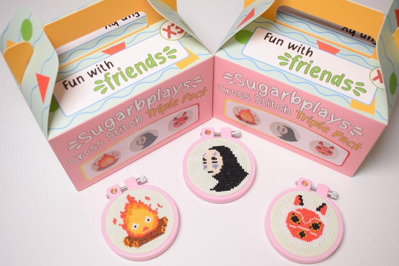 DIY Mini Cross Stitch Kit, 3 Mini Craft Cross Stitch Pack. Sugarbplays ...